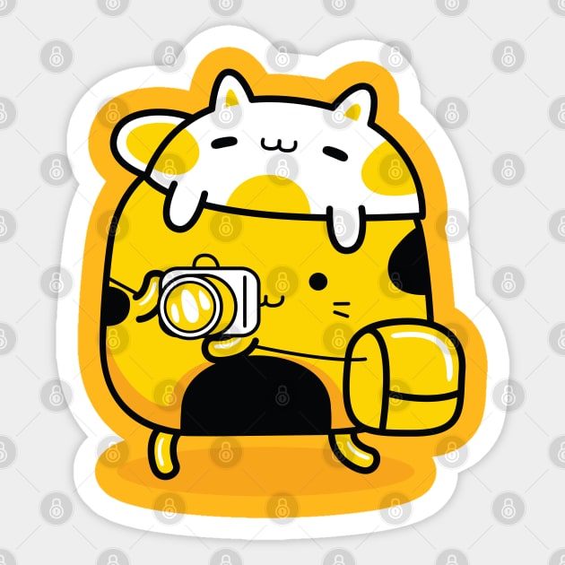 yellow cat photographer profession - Yellow Cat - Sticker | TeePublic