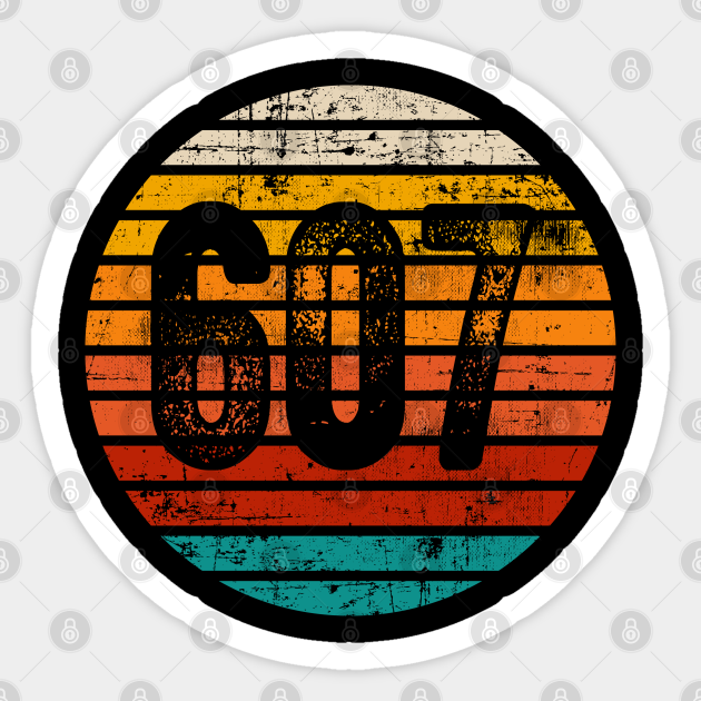 Distressed Vintage Sunset 607 Area Code - 607 Area Code - Sticker ...