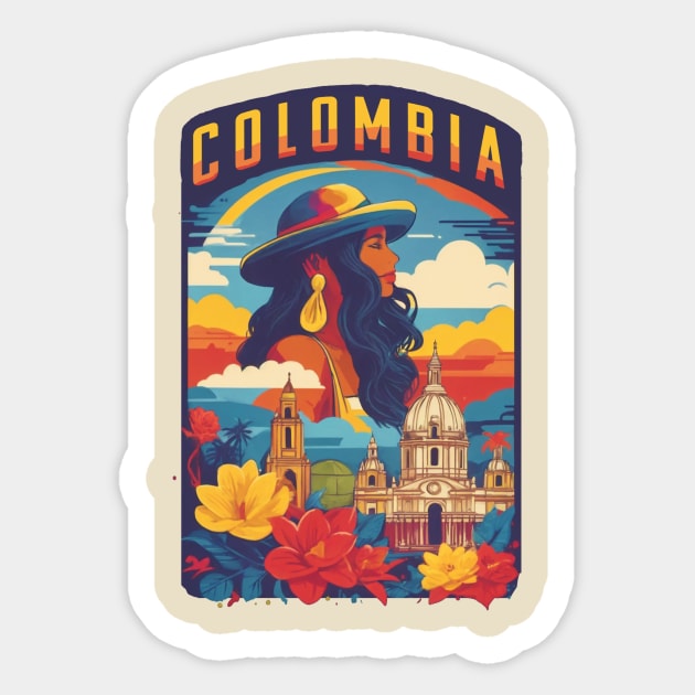 Vintage Travel Colombia Design - Colombia - Sticker | TeePublic