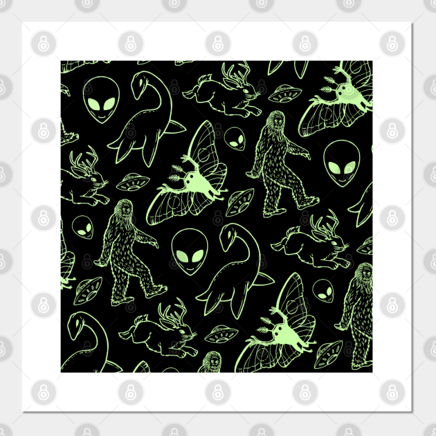 Cryptid Pattern with Green Lines - Cryptids - Posters and Art Prints ...