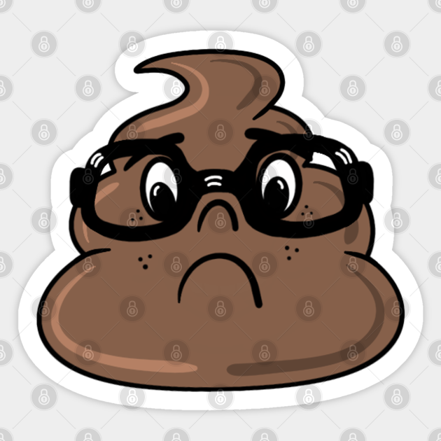 The sad, nerdy poop emoji - Poo Emoji - Sticker | TeePublic