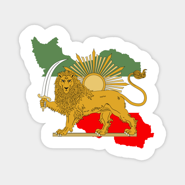 Iran, Persia, map & flag - Lion and Sun iconic sign for the Persian ...
