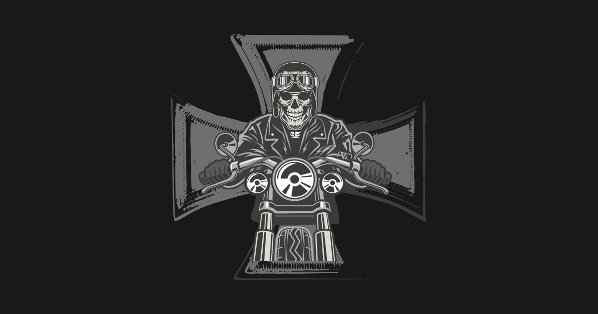 Biker Cross Motorcycle Emblem Skeleton - Motorcycles Biker Lovers - T ...