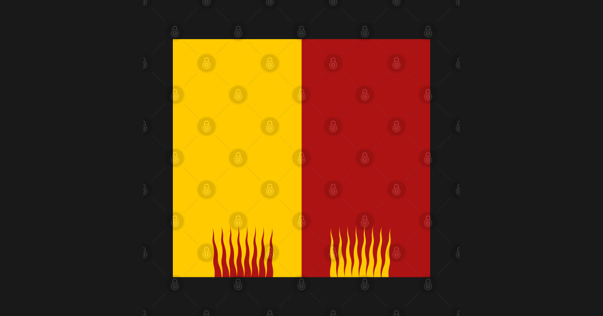 Talabecland Heraldry Colours - Halved with Flame Edging - Red and ...