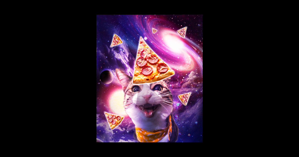 Space Galaxy Cat With Pizza - Space Galaxy Cat With Pizza - Magnet ...