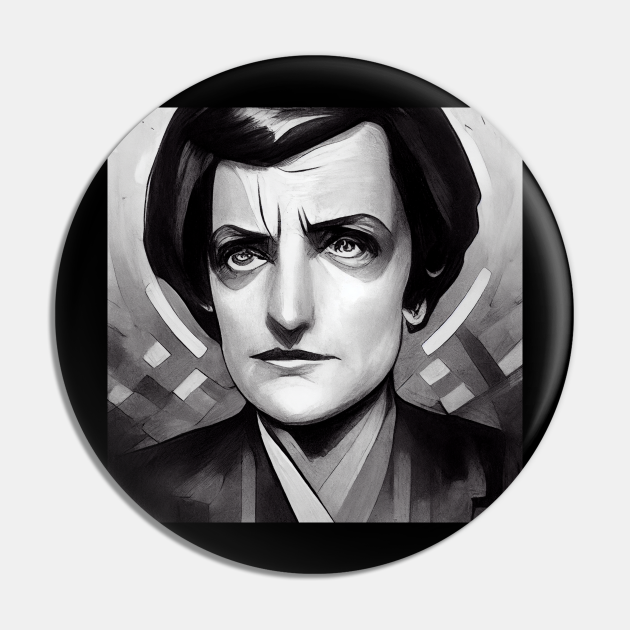 Ayn Rand Portrait | Manga style - Ayn Rand - Pin | TeePublic