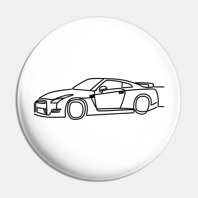 Nissan GTR R35 Line Drawing - Nissan Gtr - Pin | TeePublic