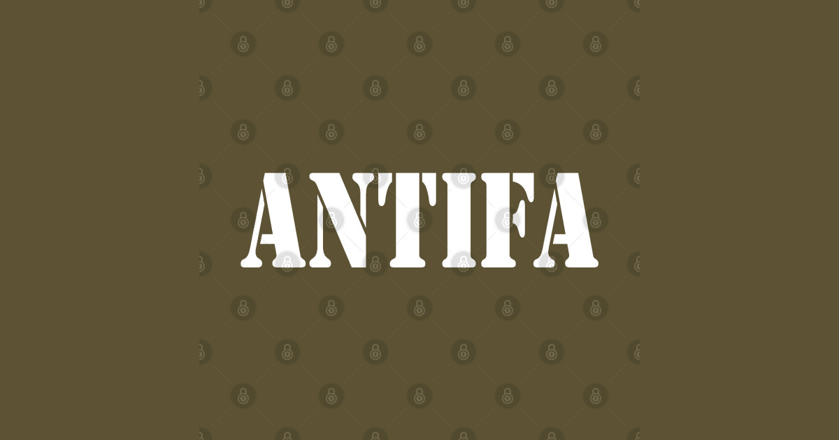 ANTIFA - BT Stencil Font - White - Front - Antifa - T-Shirt | TeePublic