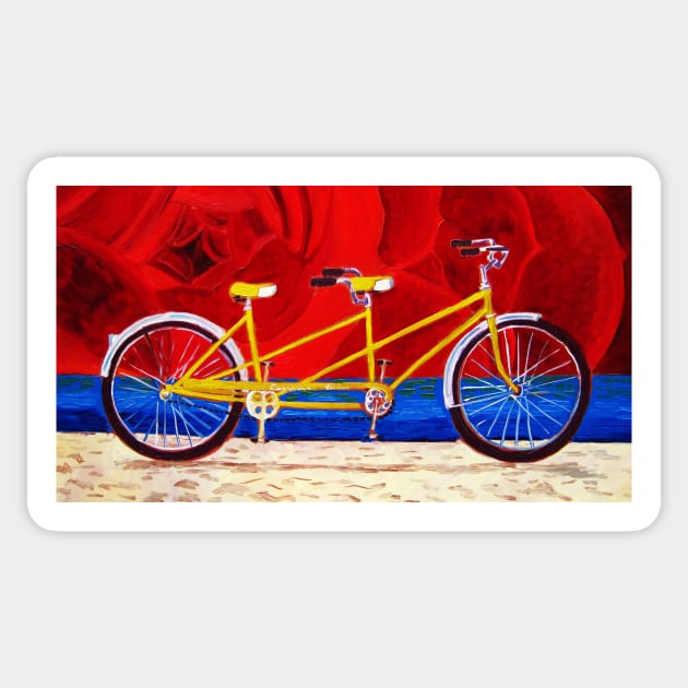 Yellow Tandem Bike - Schwinn Tandem Bicycle - Sticker | TeePublic