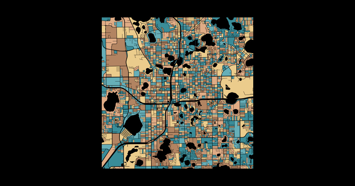 Orlando Map Pattern in Mid Century Pastel - Orlando Map - Sticker ...