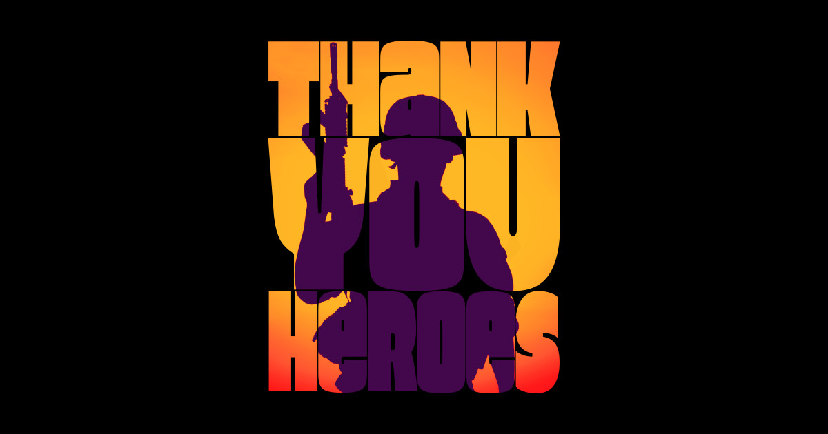 Thank You Heroes Soldier with Weapons - Military Gifts - Sticker ...