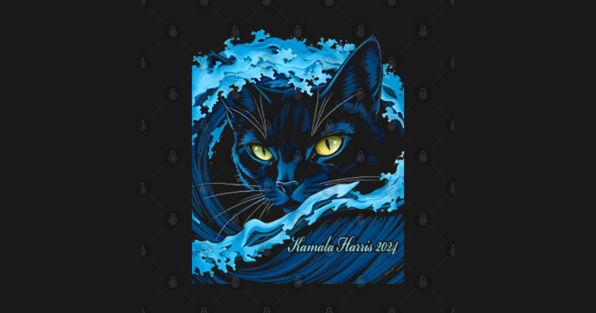 Blue Cat Wave Symbolic Democratic Blue Wave Kamala Harris 2024 - Blue ...