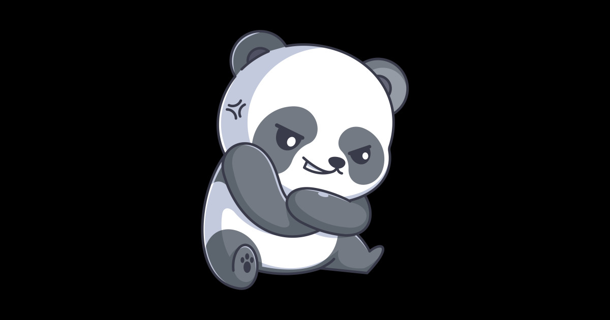 Cute panda angry cartoon - Kids - Sticker | TeePublic