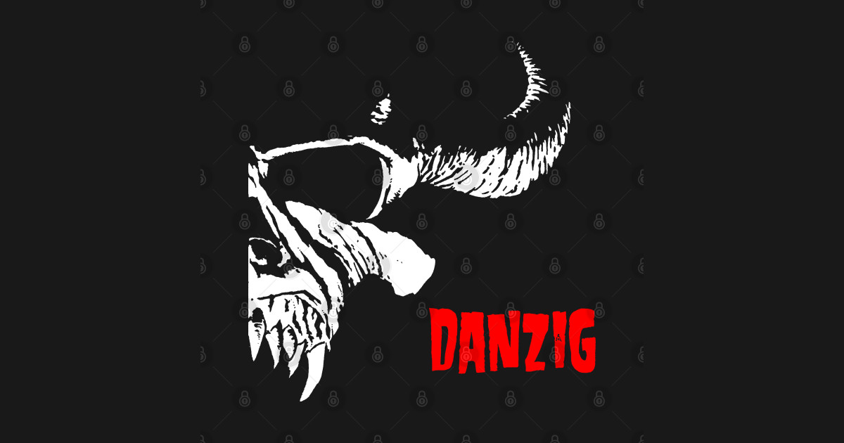 White SIlhouette Half Face Skull - Danzig - T-Shirt | TeePublic