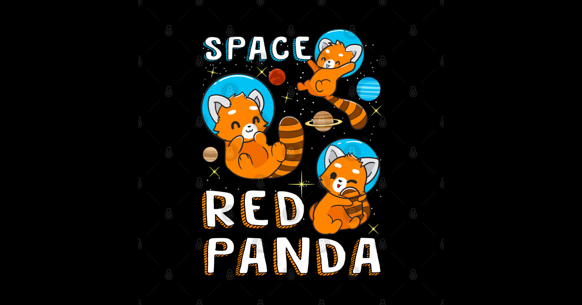 Red panda in Space - Panda Space - Sticker | TeePublic
