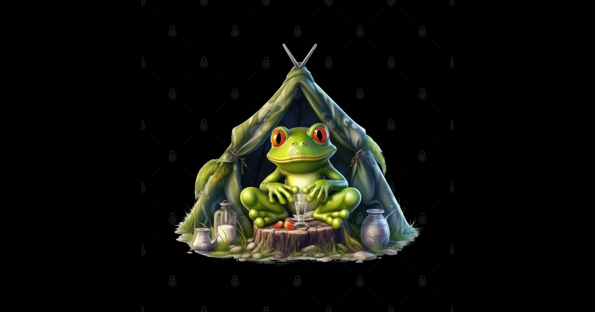 Camping Frog - Frog - Posters and Art Prints | TeePublic