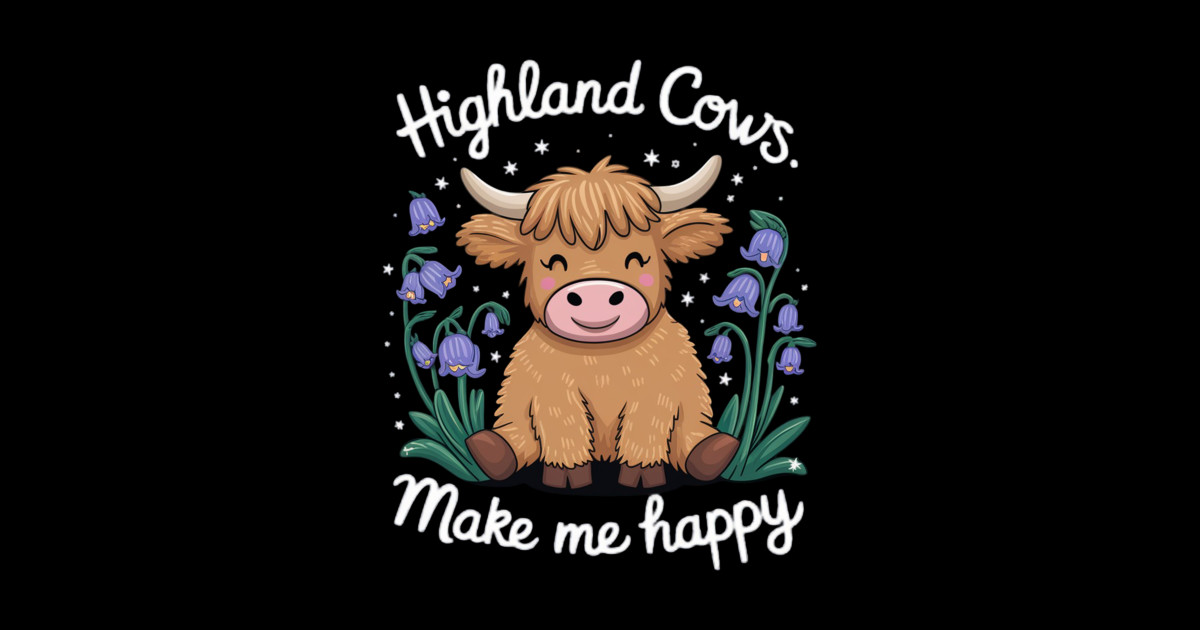 Cute Highland Cow Spirit Animal Cow Messy Hair - Messy Hair - Posters ...
