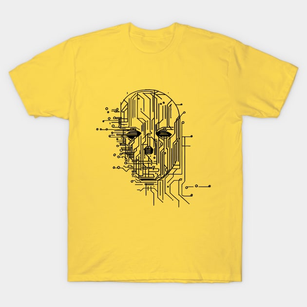 Retro Futuristic Sci-fi Microchip Portrait - Retro Futurism - T-Shirt ...