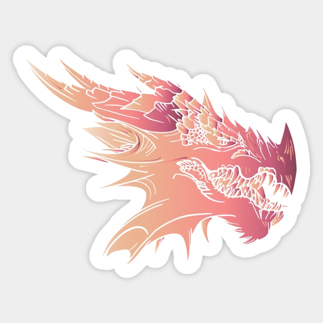 Dragon Head Gradient - Dragon Head - Sticker | TeePublic