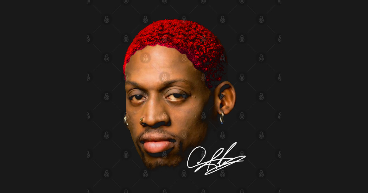 Dennis Rodman Big Face Red - Dennis Rodman - T-Shirt | TeePublic