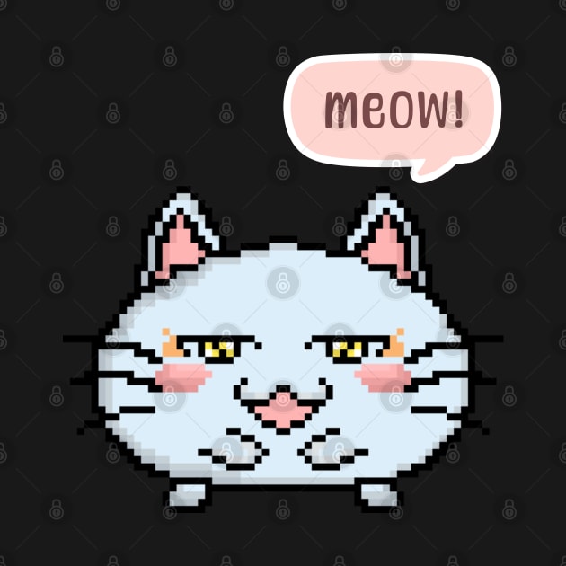 Pixel Art White Cat 8 Bit Illustration - Pixel Cat - T-Shirt | TeePublic