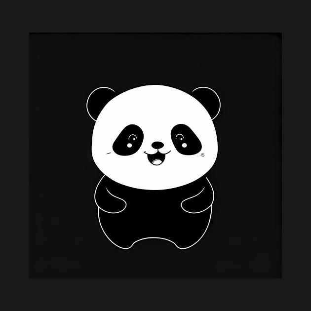 Monochrome Panda Minimalistic Logo for Kids - Cute Panda - T-Shirt ...