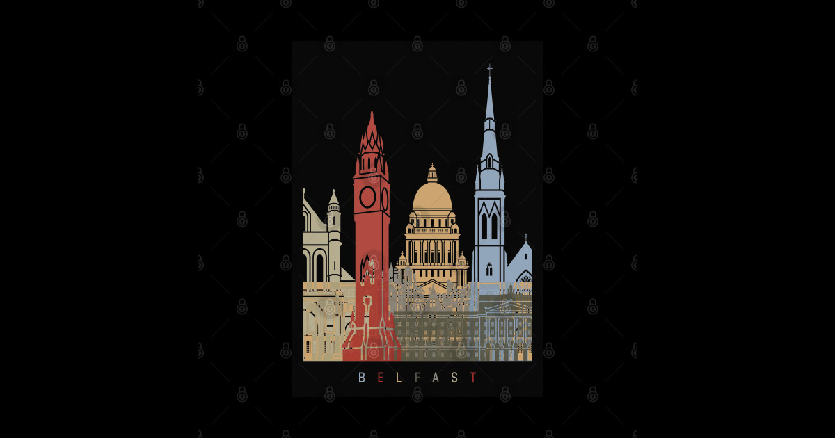 Belfast skyline poster - Skyline - Sticker | TeePublic