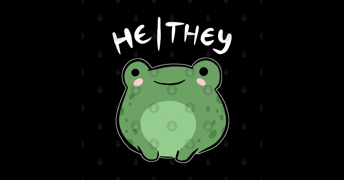 Cute Frog Celebrating He/They Pronouns - A Nonbinary Aesthetic for Enby ...