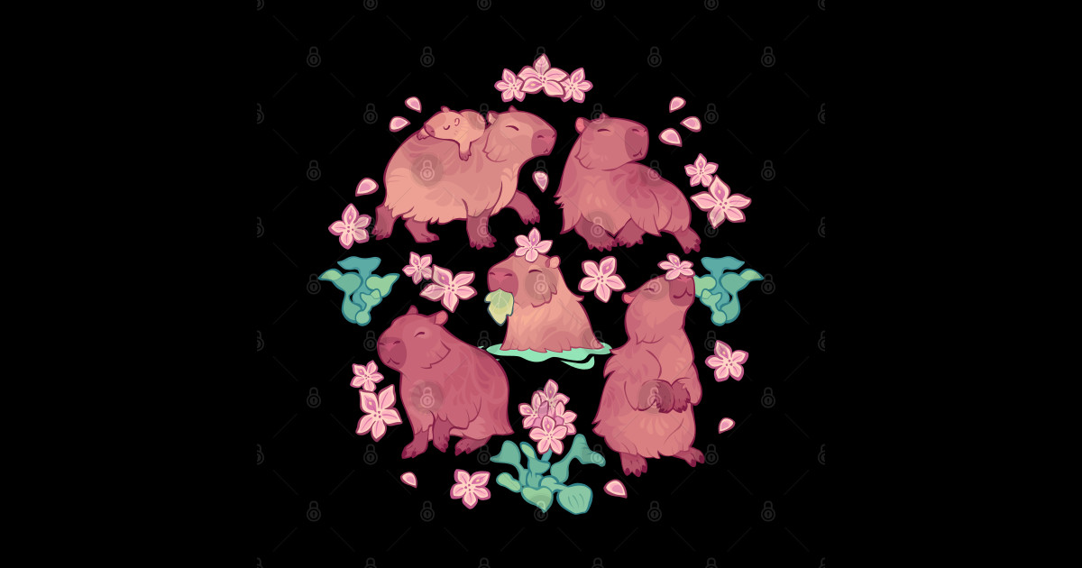 Spring Capybaras - Capybara - Sticker | TeePublic