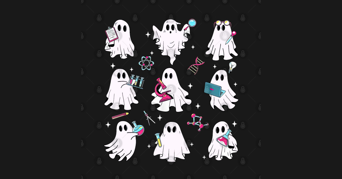 Science Ghosts with Lab Tools Cartoon Design - Science Ghosts - T-Shirt ...