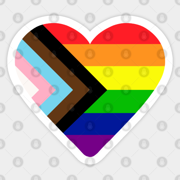 Progress Pride Flag Heart - Progress Pride Flag - Sticker | TeePublic