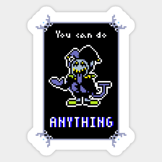 Jevil- Deltarune Inspirational Poster - Deltarune - Sticker | TeePublic