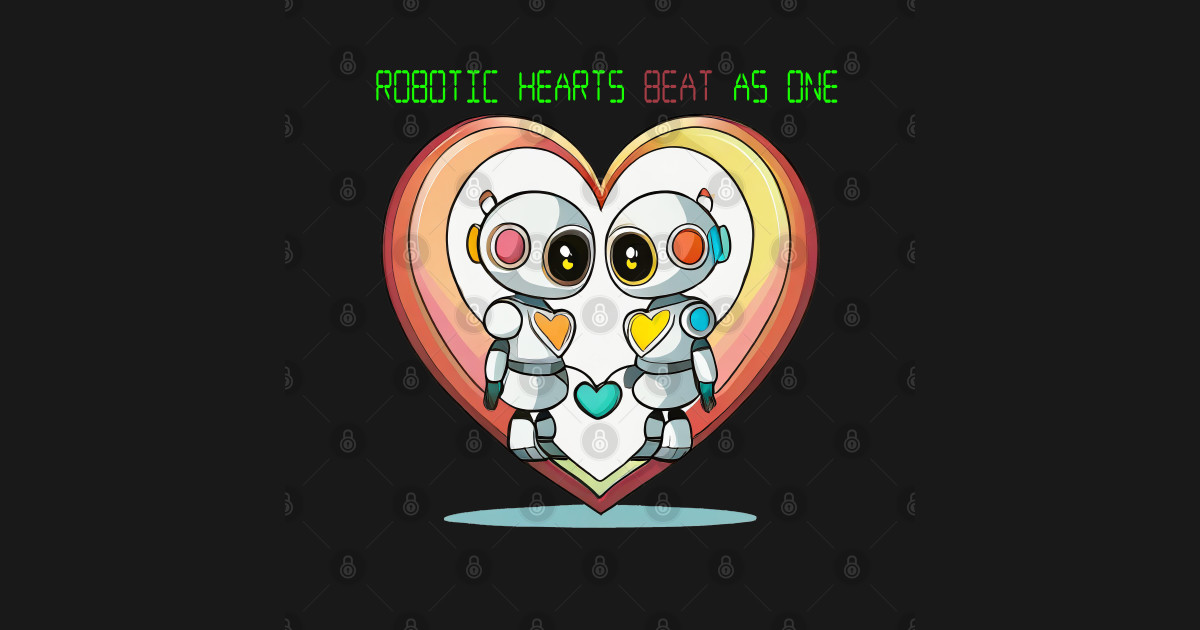 Robotic Hearts Beat as One - Robot - T-Shirt | TeePublic