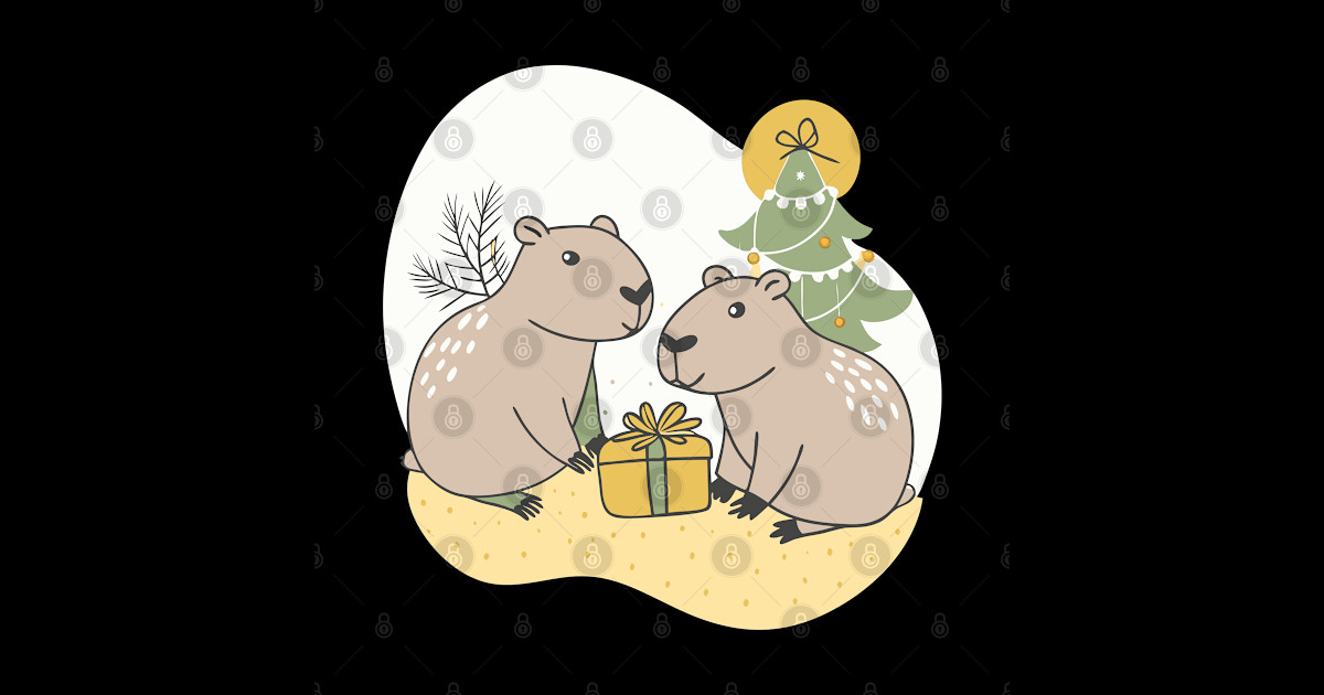 Capybara Christmas | Cute Capybara Holiday - Capybara Christmas ...