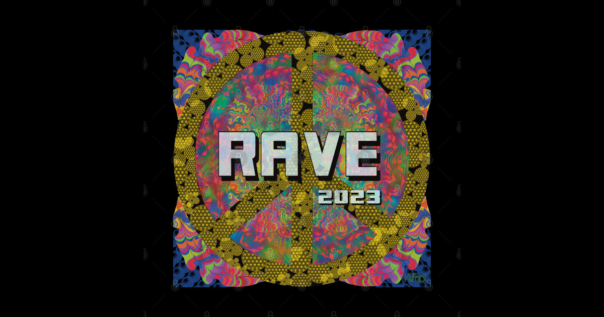 Rave 2023 with flower of life peace symbol - Psychedelic Rave Design ...