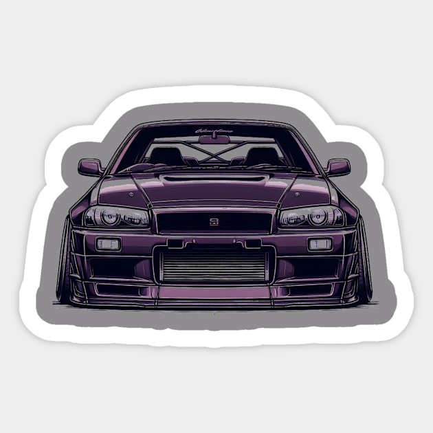 Widebody Nissan Skyline R34 GTR - Nissan Skyline R34 - Sticker | TeePublic