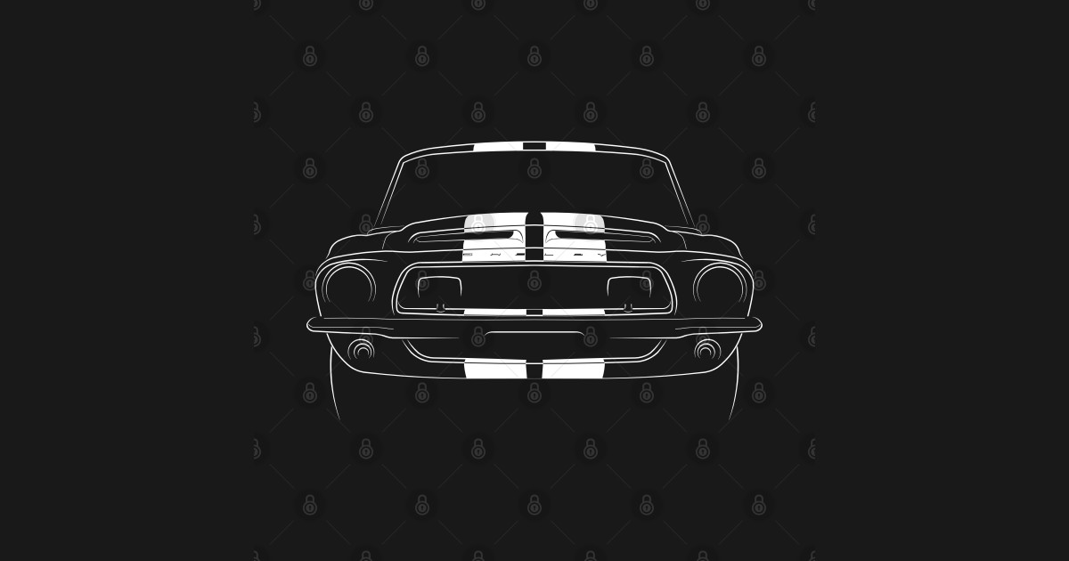 1968 Ford Mustang GT 500 - front stencil, white - Mustang - T-Shirt ...