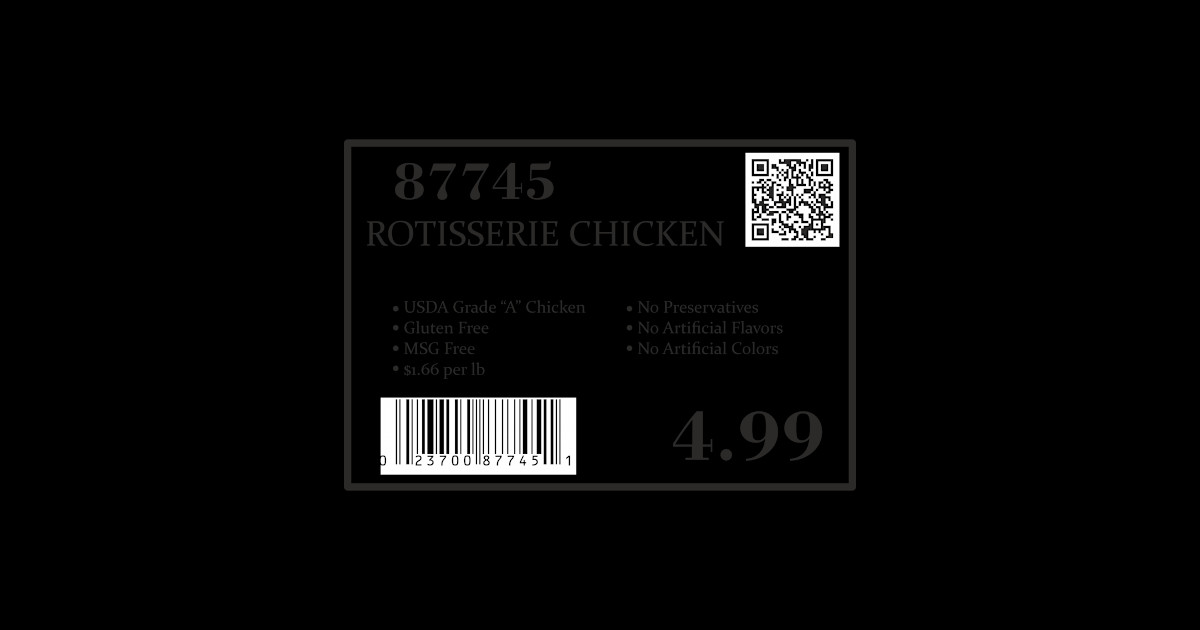 Label with barcode Costco rotisserie chicken label 87745 - Costco ...