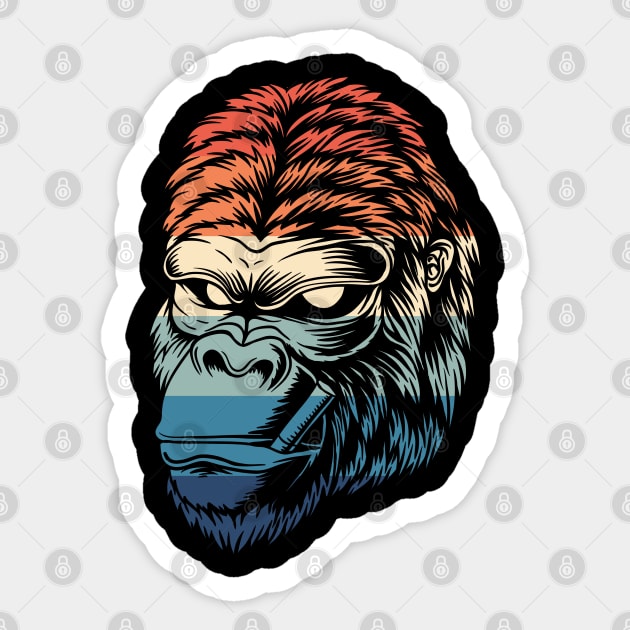 Retro Smoking Chimp - Chimpanzee Lover - Sticker | TeePublic