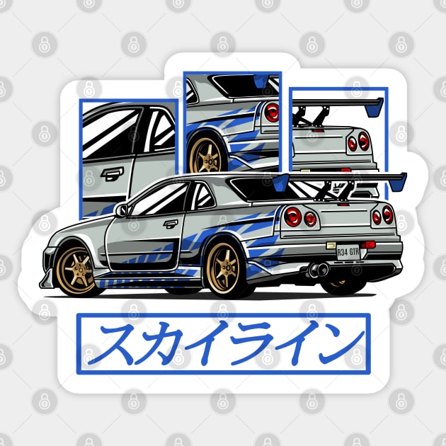 NISSAN GTR R34 - Nissan Gtr - Sticker | TeePublic