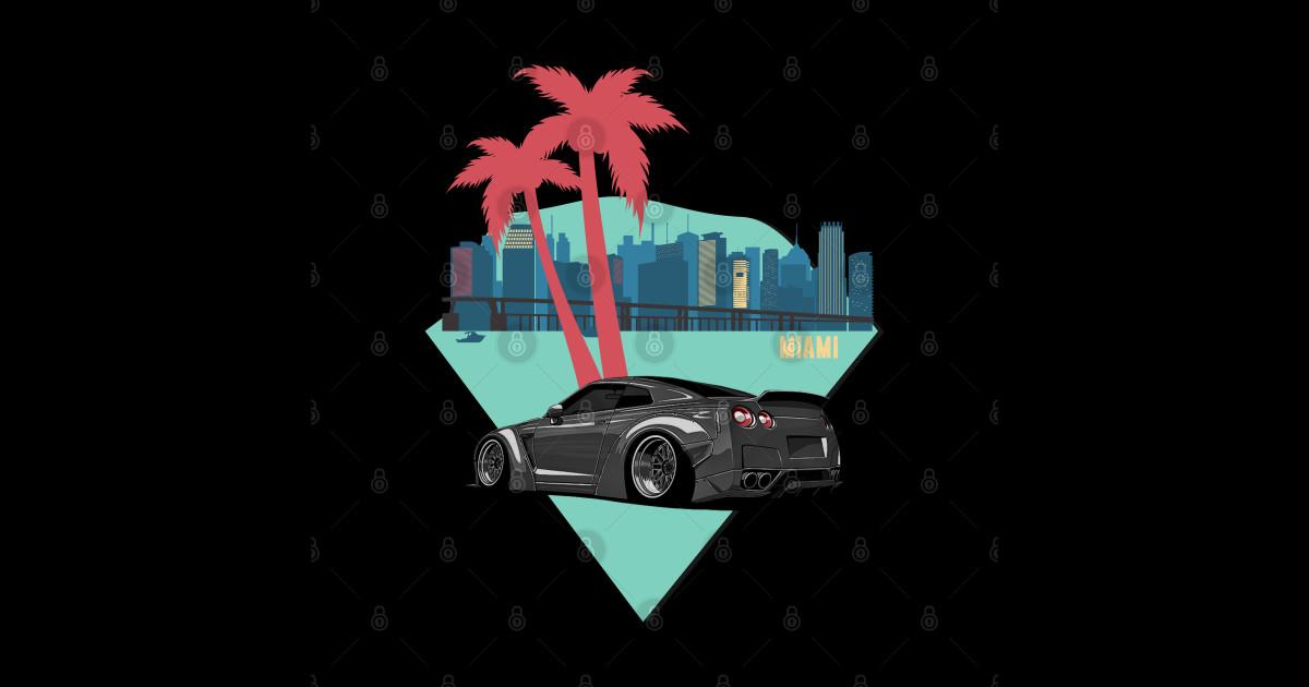 R35 GTR Skyline Miami JDM Tuning Car - Gtr R35 - Sticker | TeePublic