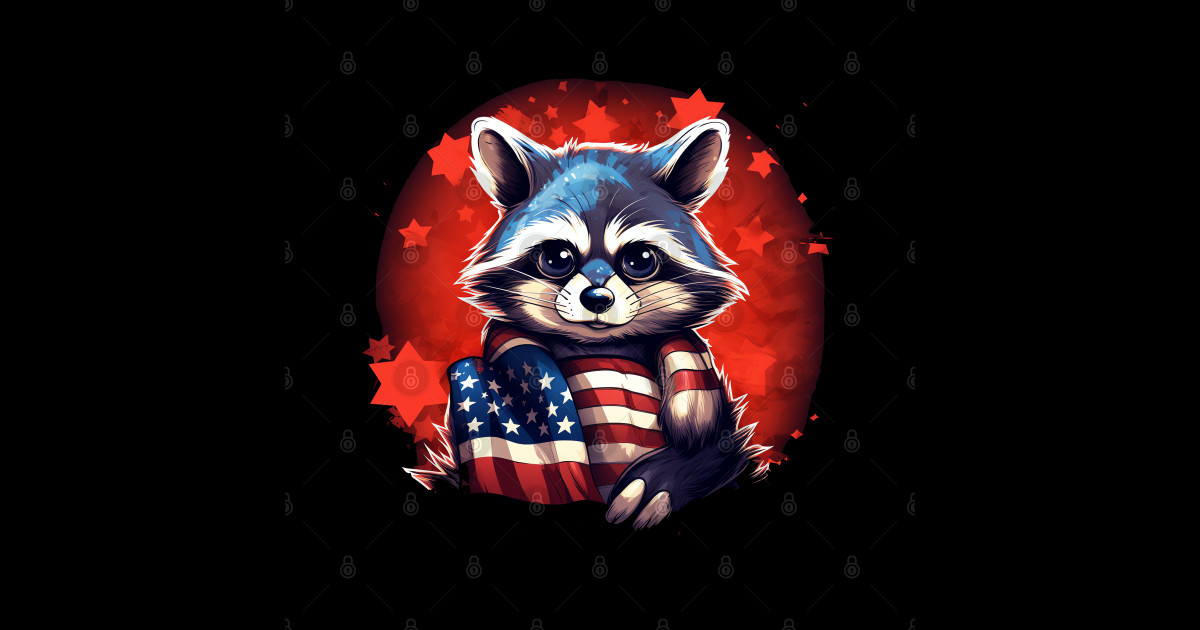 yES raccoon proudly American flaG - Raccoon - Sticker | TeePublic