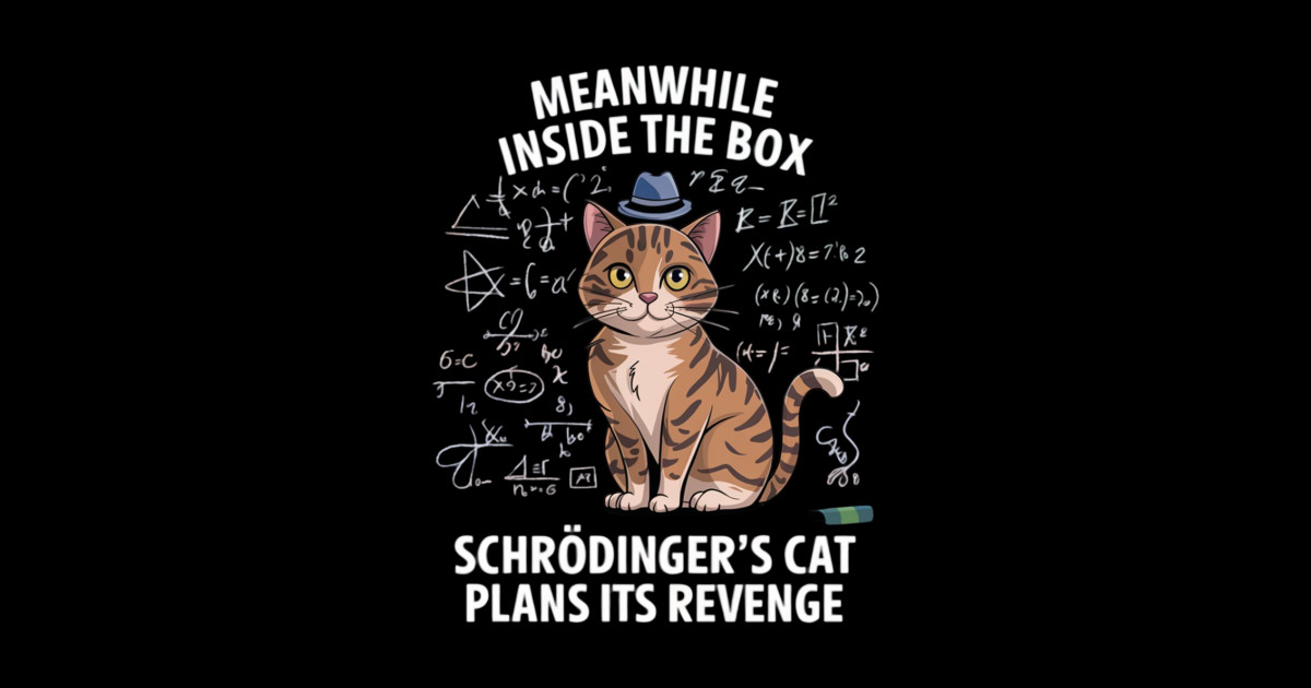 Meanwhile Inside the Box Schrodingers cat plans - Schrodingers - Sticker | TeePublic