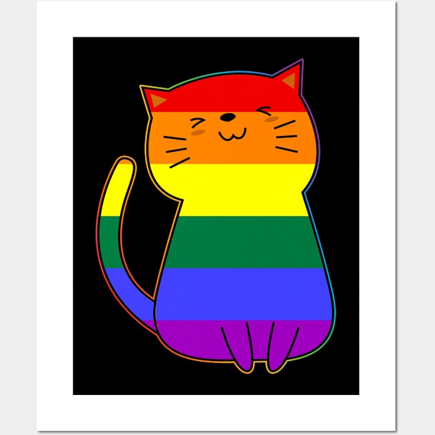 Gay Pride Cat LGBT Cats Cute Anime Rainbow Flag - Gay Pride Cat Lgbt ...