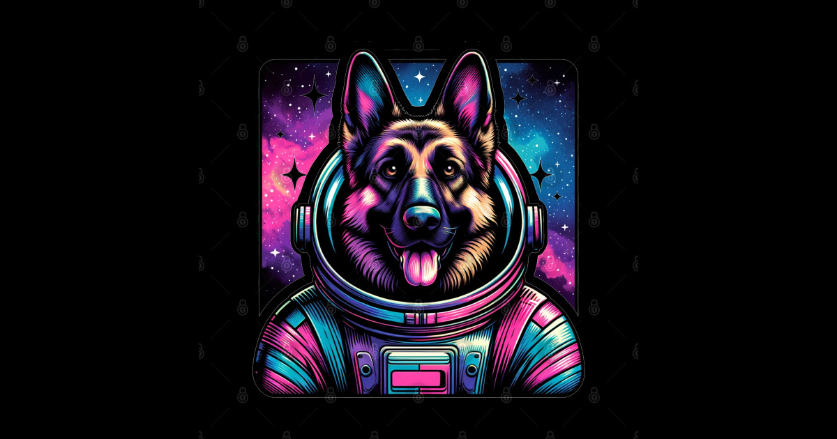 Space Dog German Shepherd Astronaut Adventure K9 Police Dog - Men - Sticker | TeePublic