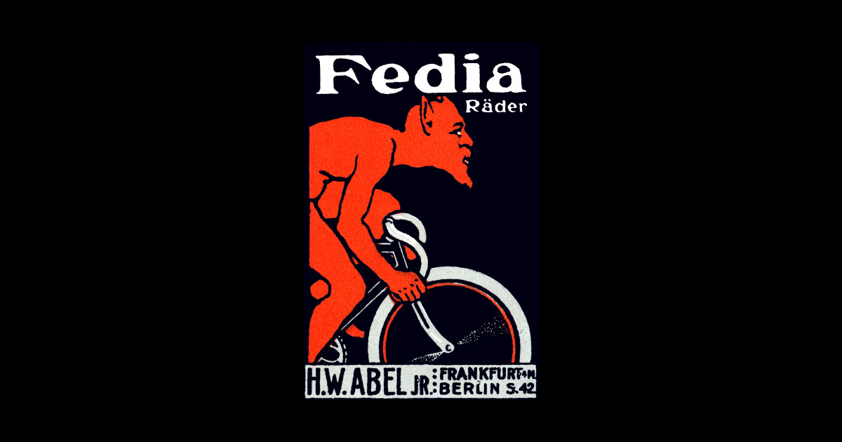 1920 Devil riding his Bicycle - Bike - Sticker | TeePublic