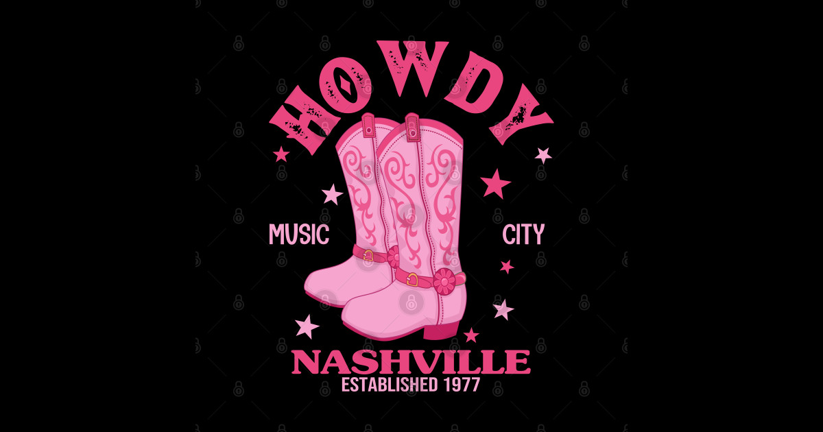 Howdy Nashville Music City - Cowboy - Sticker | TeePublic