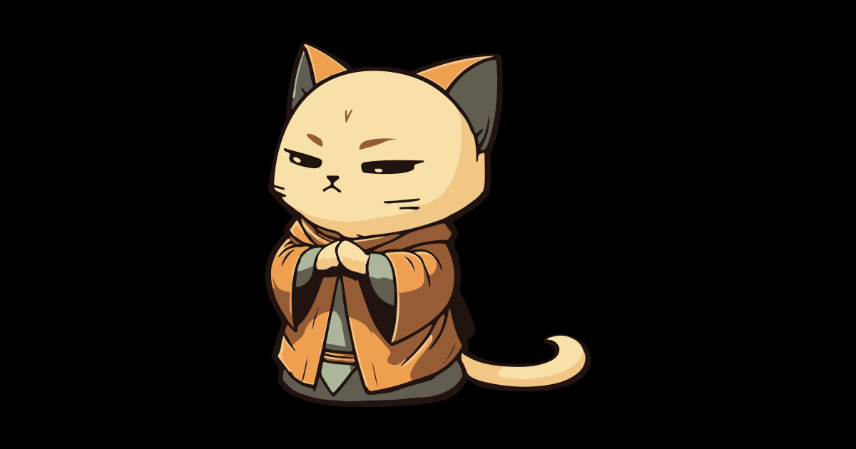 Chibi Monk Cat - Cute Cats - Sticker | TeePublic