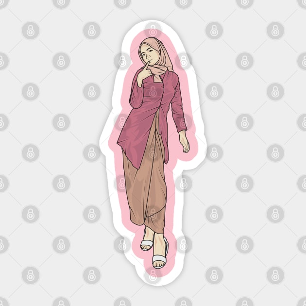 Kebaya Hijab Girl - Fashionable - Sticker | TeePublic