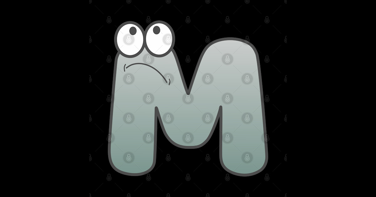 Letter M Gray - Letter M - Sticker | TeePublic